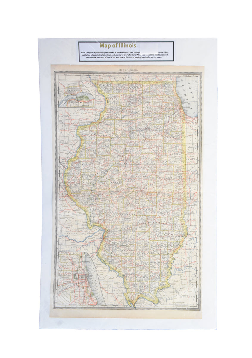Antique 1870s G.W. Gray & Son Two-Sided Map: Chicago / Illinois & Iowa ...