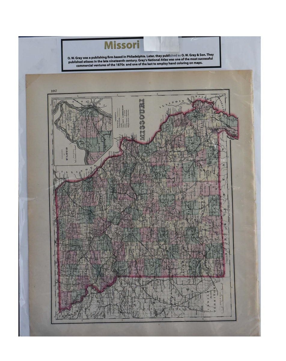 Antique O.W. Gray's 1870s Map of Missouri (16" x 19") – Versailles Art ...